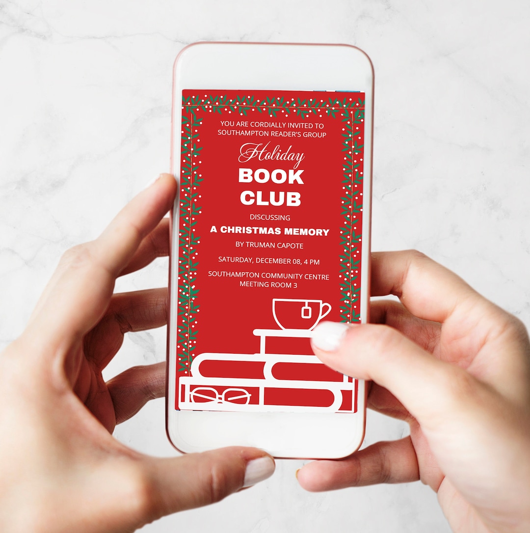 Editable Holiday BOOK CLUB Invitation Template, Christmas Book Club ...