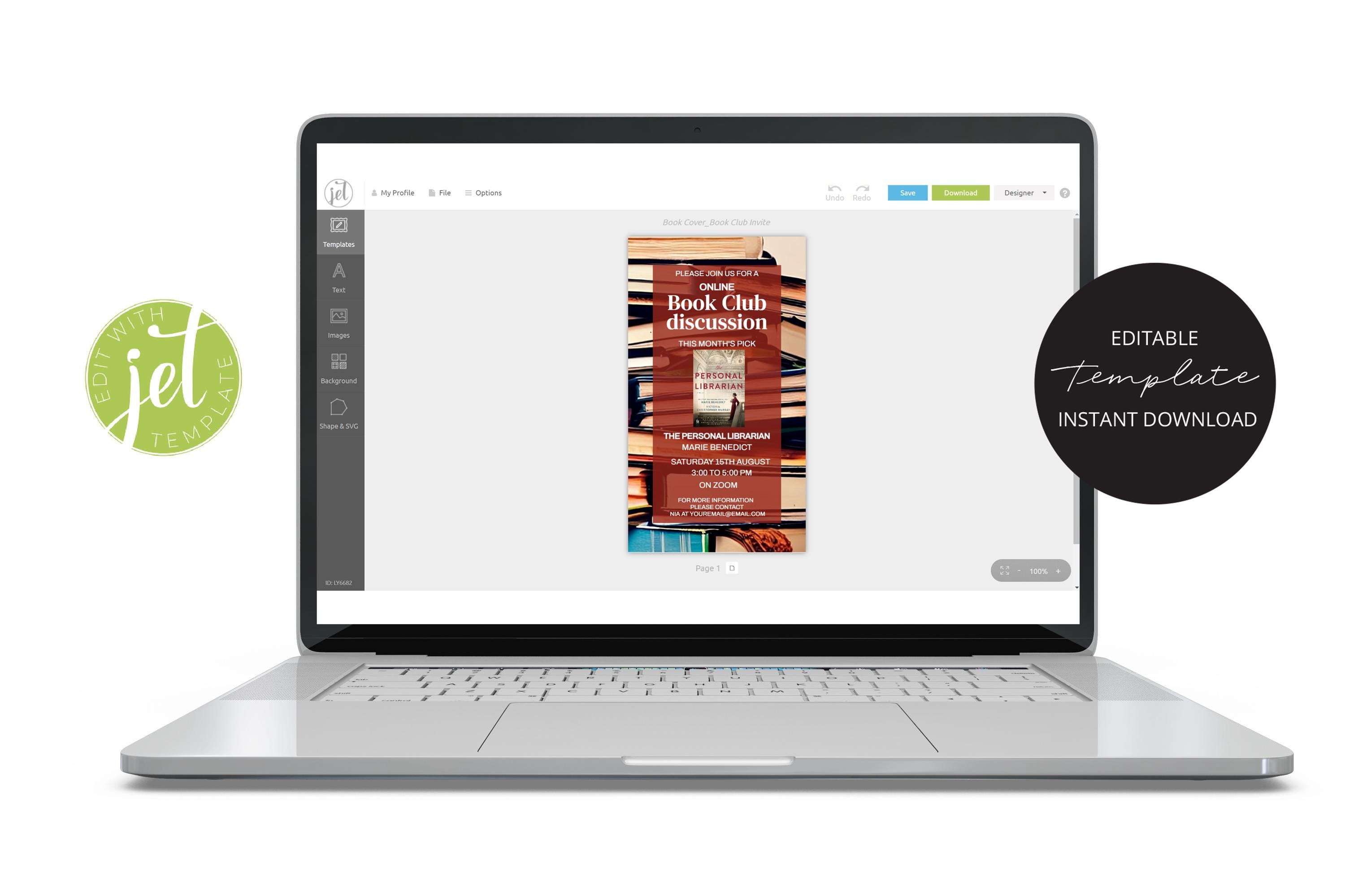 Editable BOOK CLUB Invitation Template, Editable Book Invite for Print ...