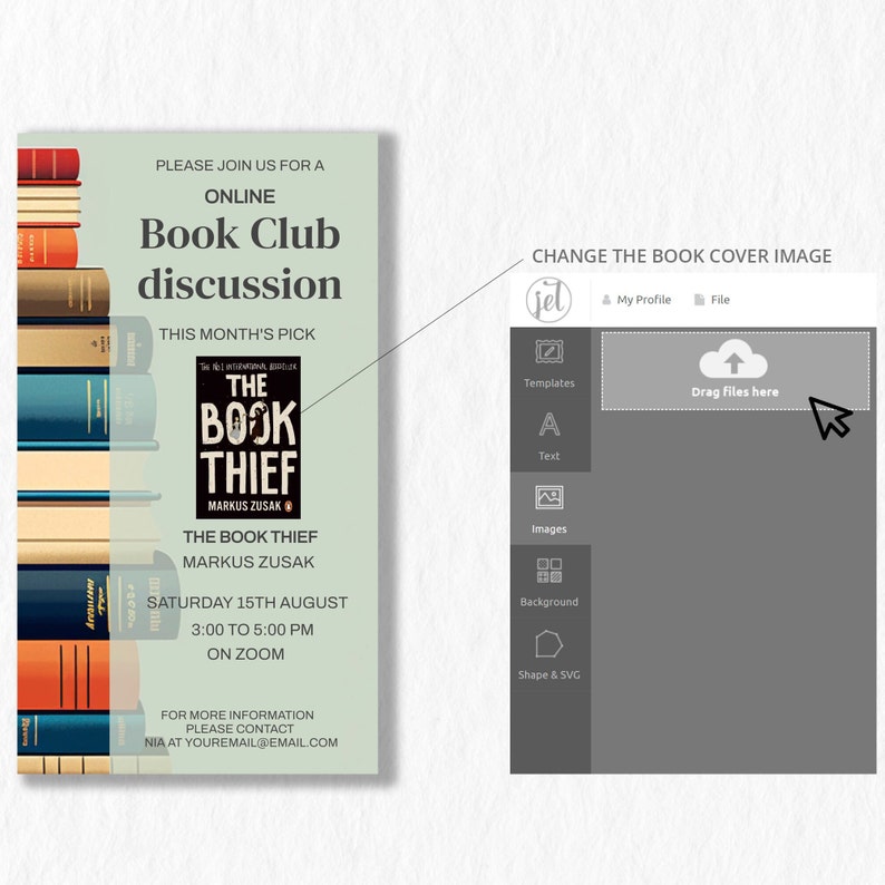 Editable BOOK CLUB Invitation Template, Editable Electronic Invite for ...