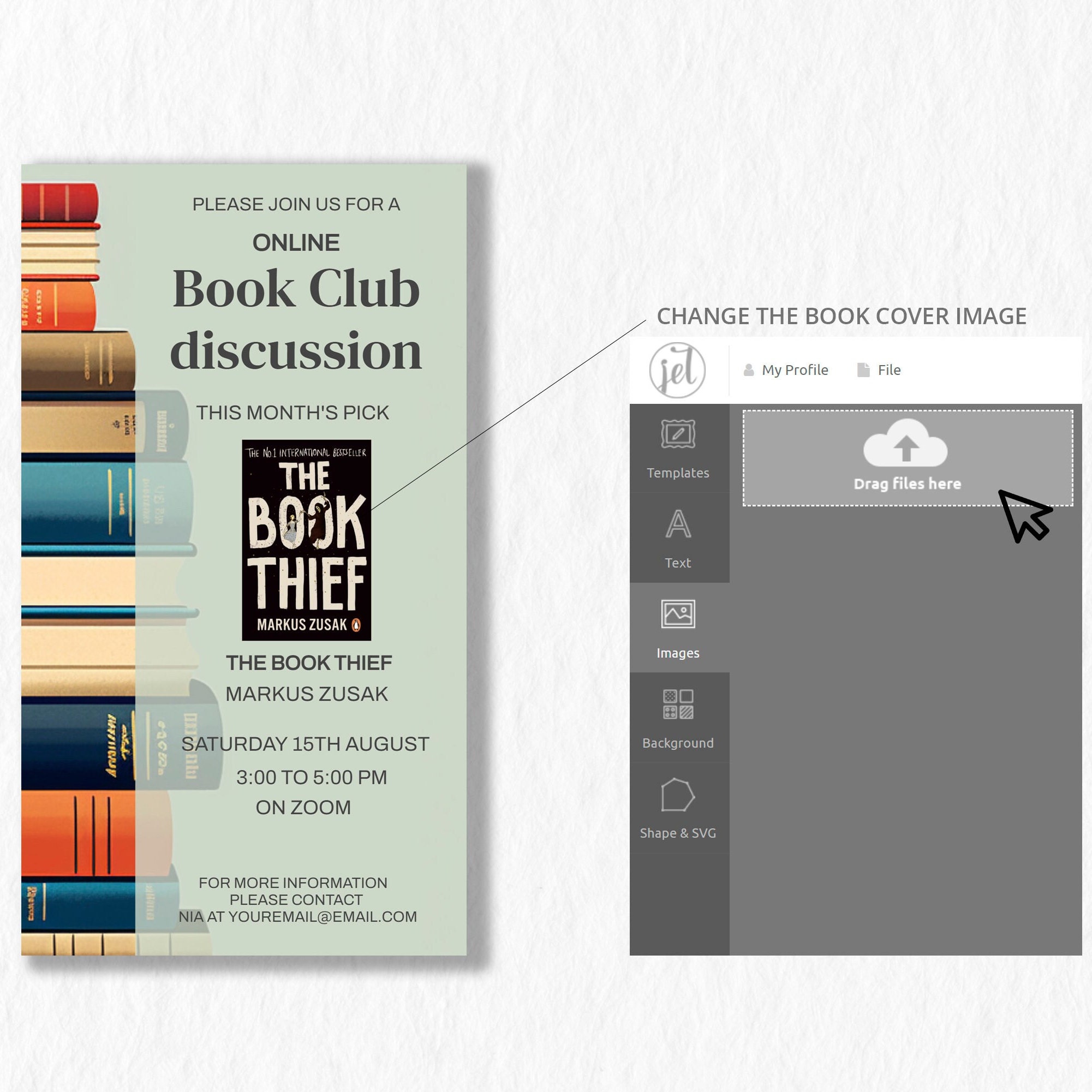 Editable BOOK CLUB Invitation Template, Editable Electronic Invite for ...