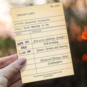 Book Library Card Party Invitation Template, Unique Invitation ...