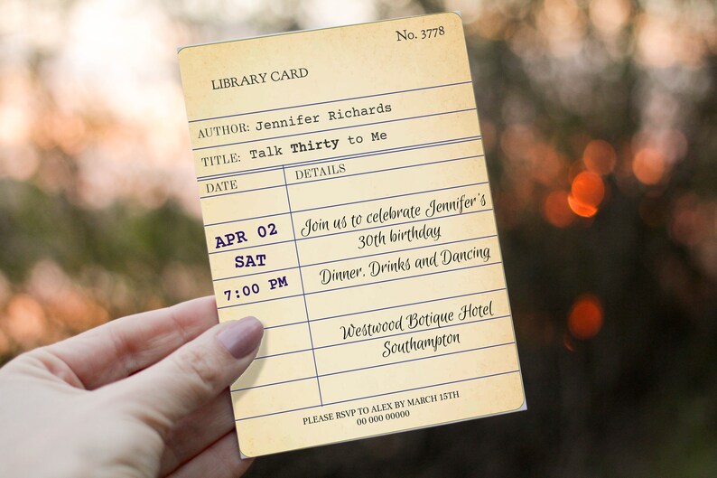Book Library Card Party Invitation Template, Unique Invitation ...