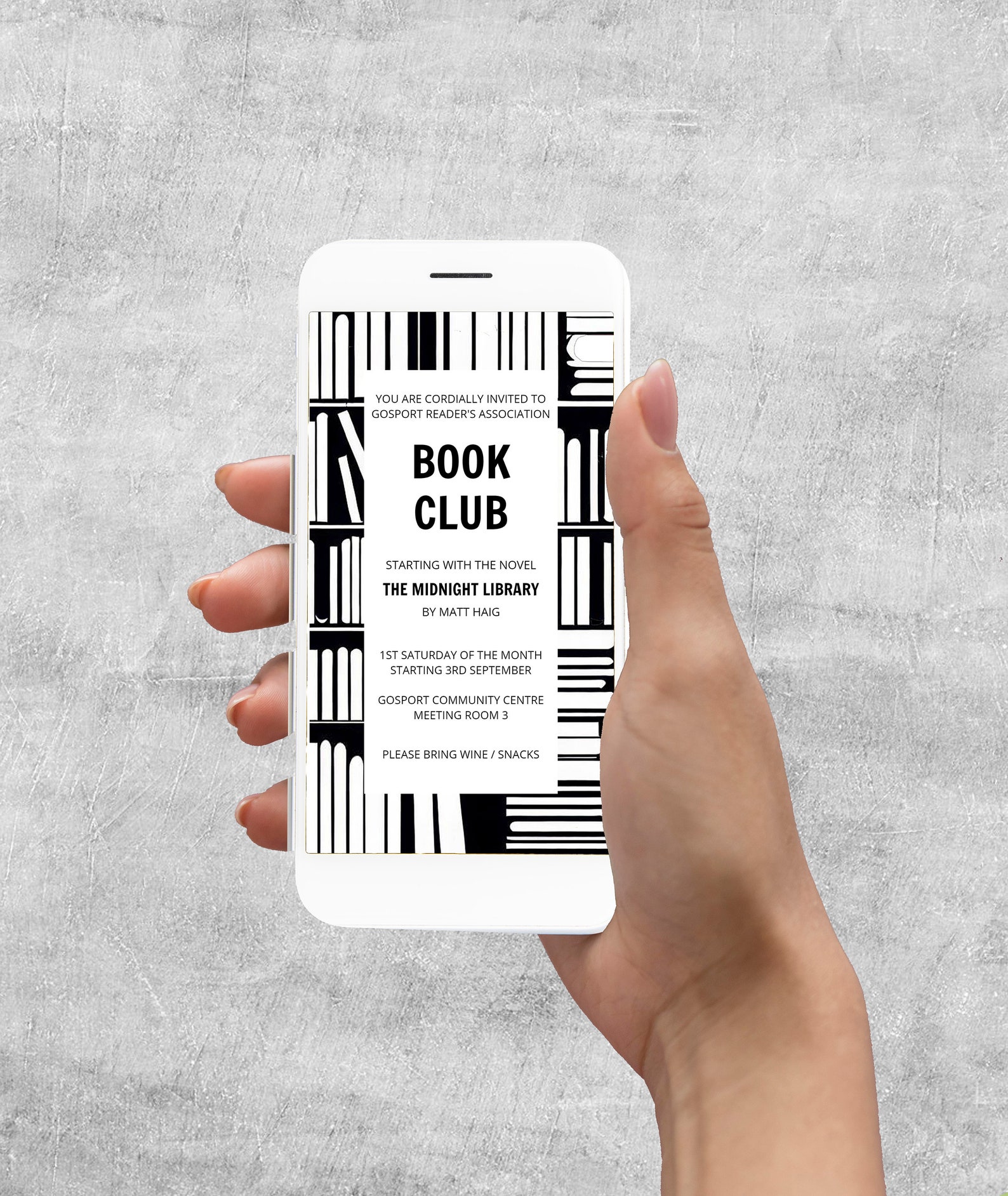 Editable BOOK CLUB Invitation Template, Book Club Electronic Invite for ...