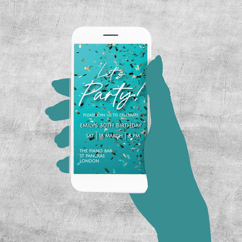 Gold Confetti Party Invitation Template, Editable Text Invite Template ...