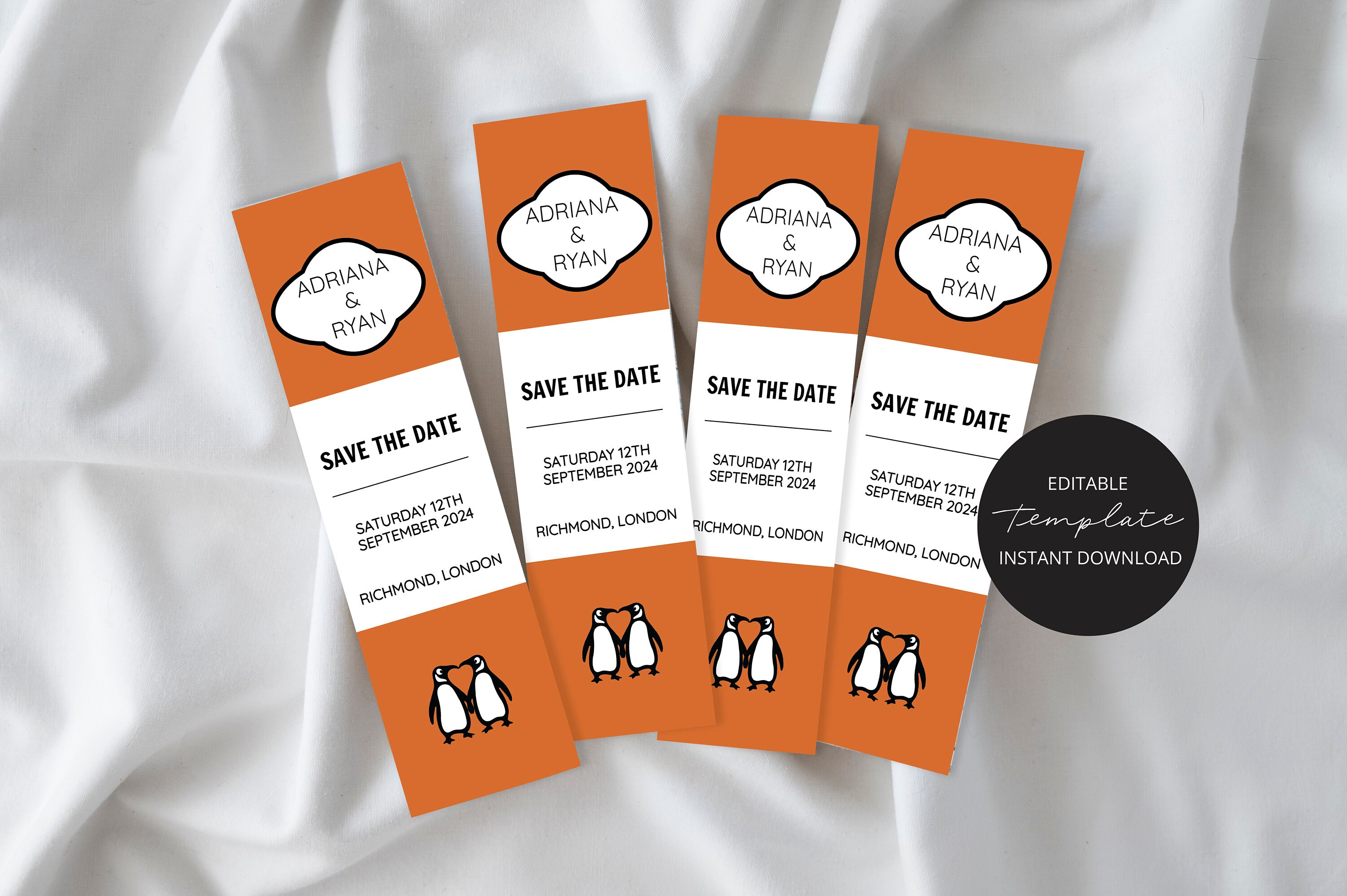 Save the Date Bookmark Template, Penguin Book Book Mark Invitation ...