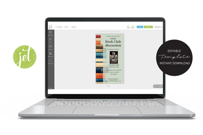 Editable BOOK CLUB Invitation Template, Editable Electronic Invite for ...