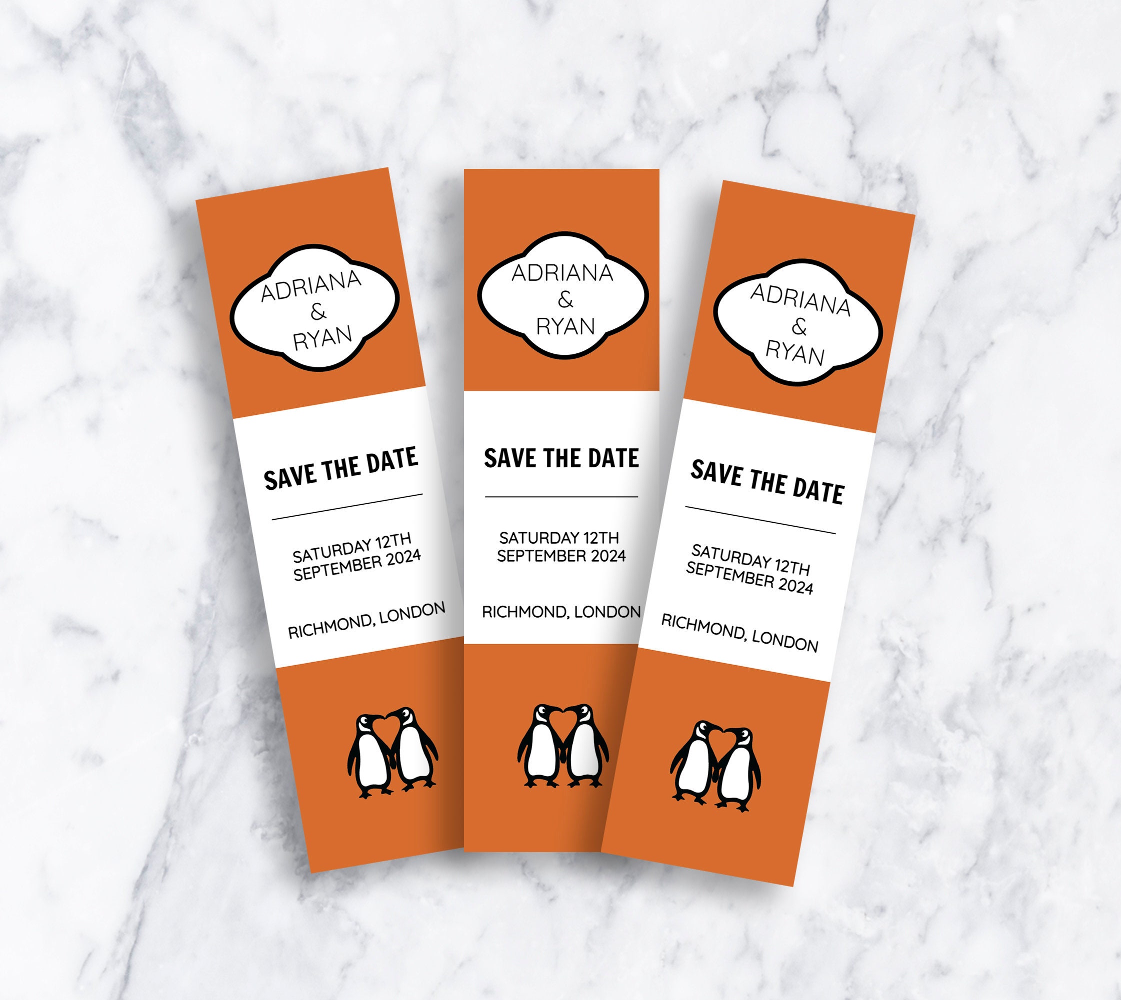Save the Date Bookmark Template, Penguin Book Book Mark Invitation ...