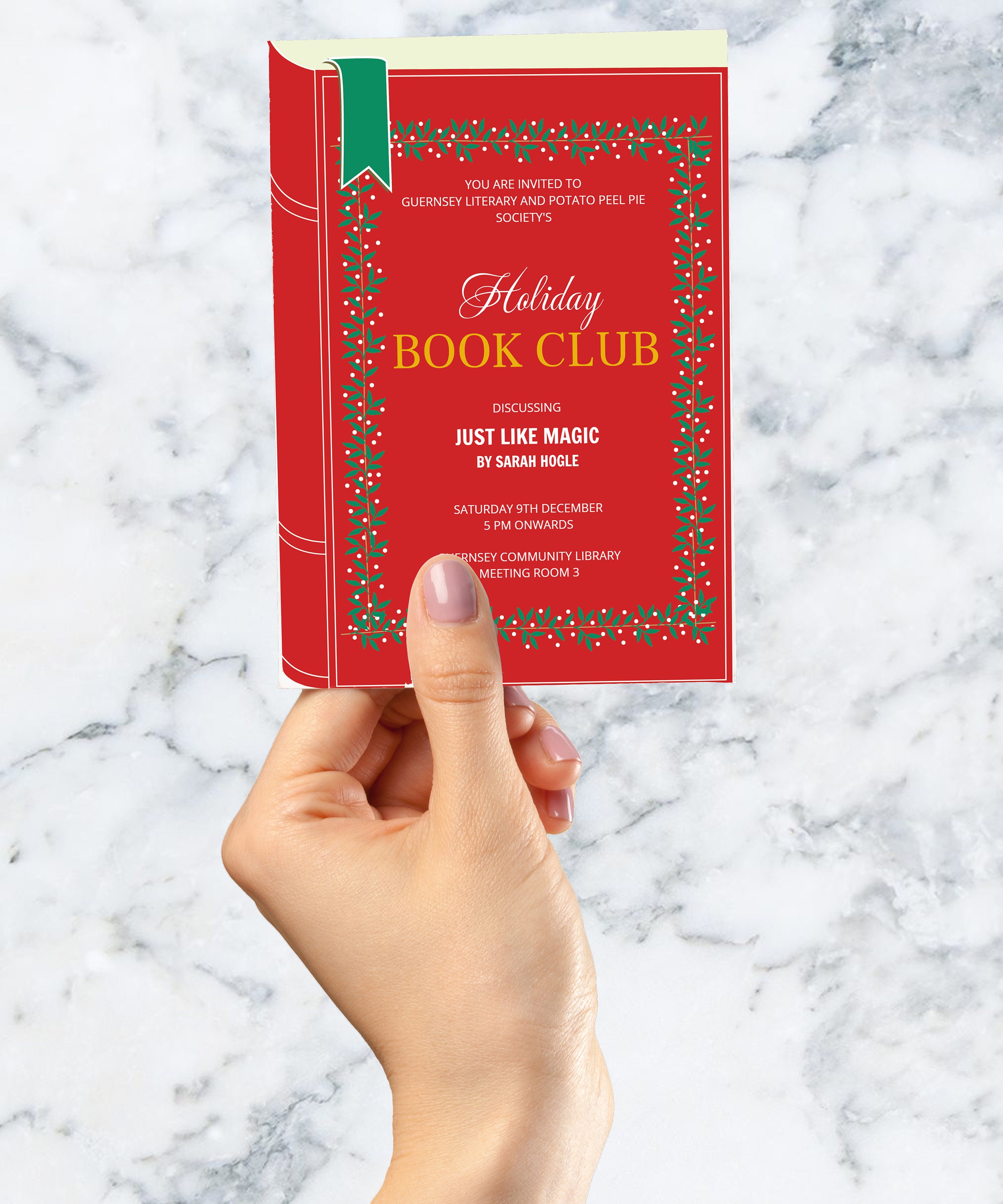 Editable Holiday BOOK CLUB Invitation Template, Christmas Book Club ...
