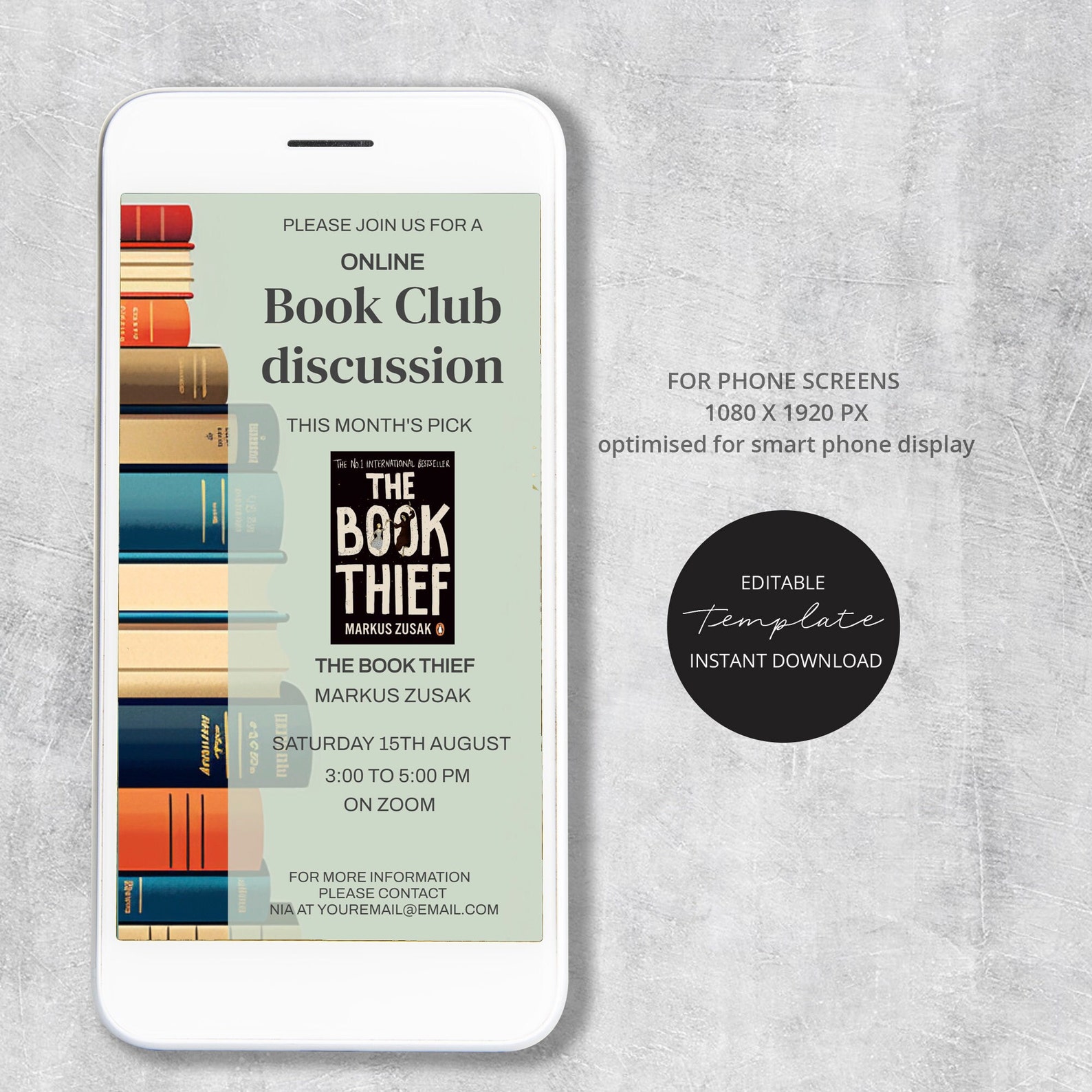 Editable BOOK CLUB Invitation Template, Editable Electronic Invite for ...