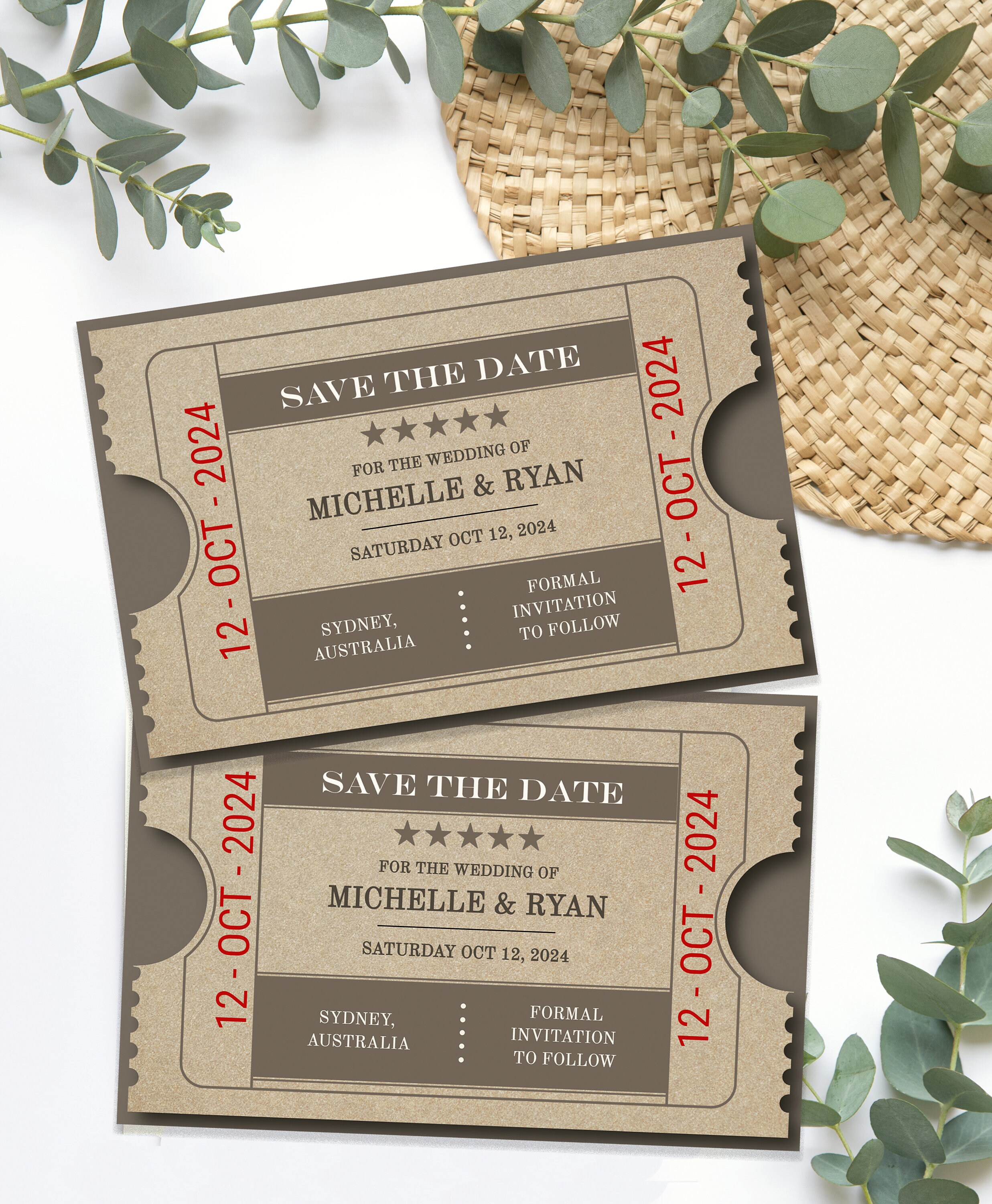 Ticket Wedding Save the Date Template, Vintage Admission Ticket Style ...