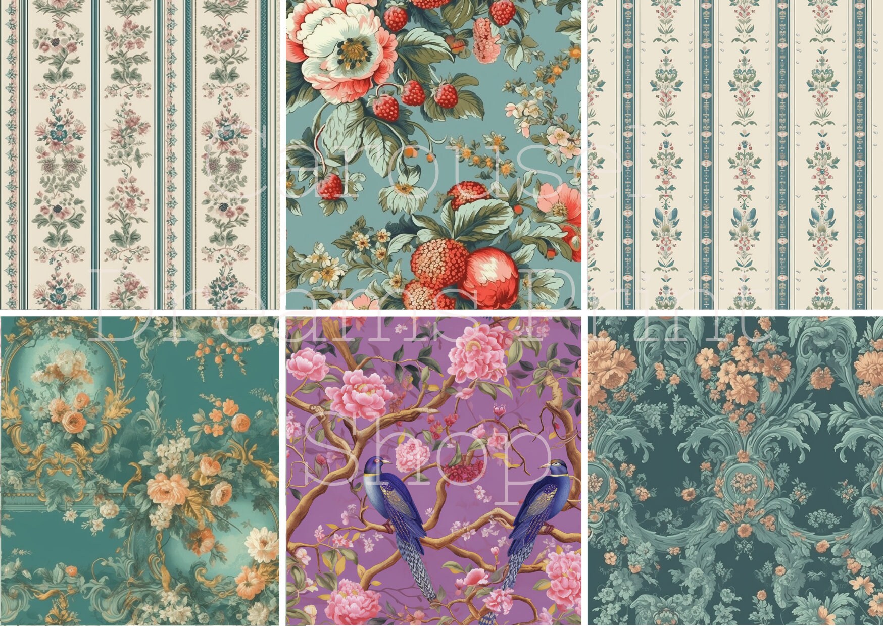 Regency Summer 14 Digital Paper Pack Instant Download. Scrapbook Paper ...