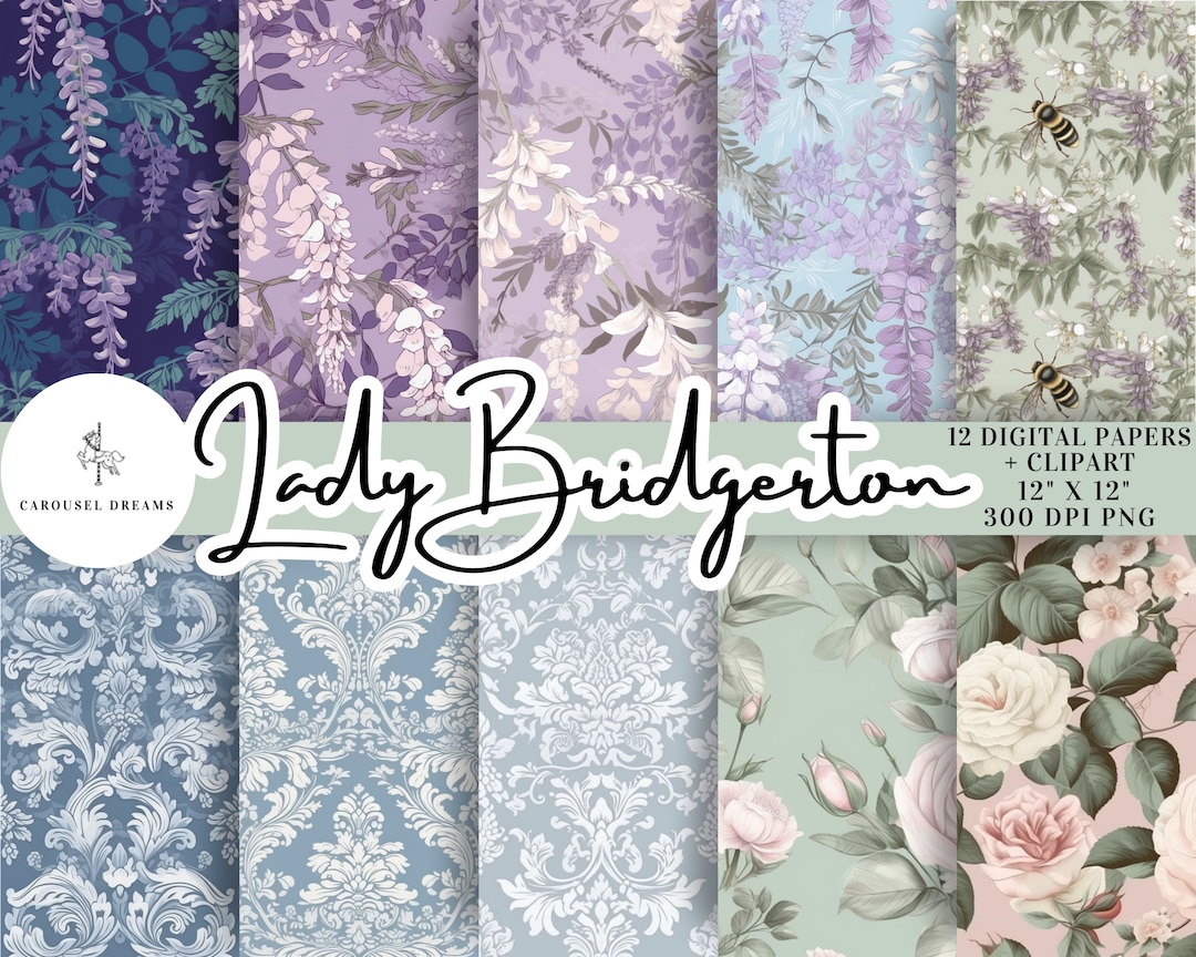 Best Seller - Bridgerton Inspired 12 Digital Paper Bundle - Instant ...