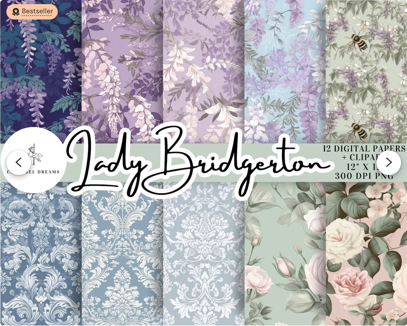 Bridgerton Polin Value Bundle 30 Digital Download, Printable Seamless ...
