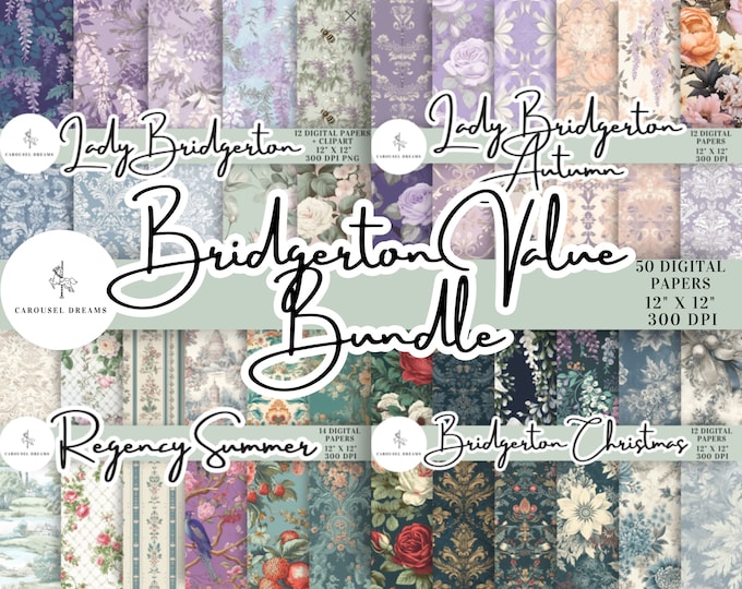 Regency Era Bridgerton Digital Paper Collection Scrapbooking Card ...