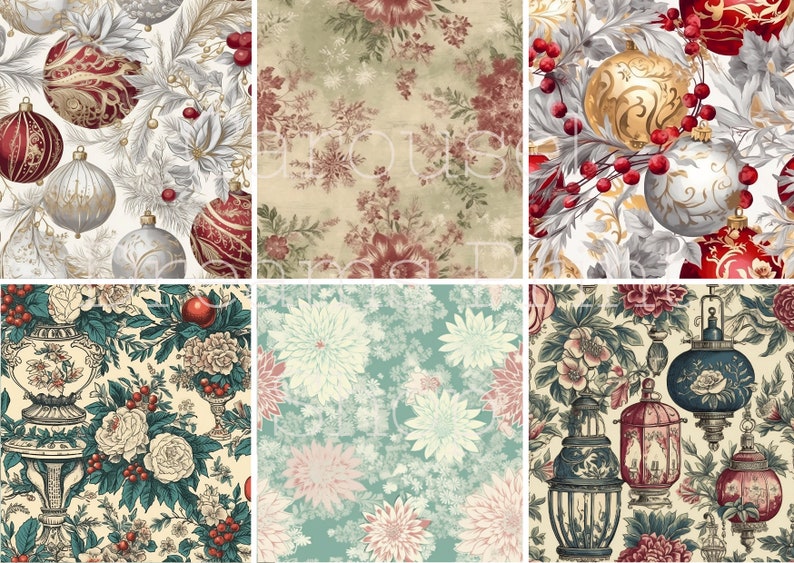 Victorian Christmas 12 Digital Paper Pack - Instant Download Printable ...