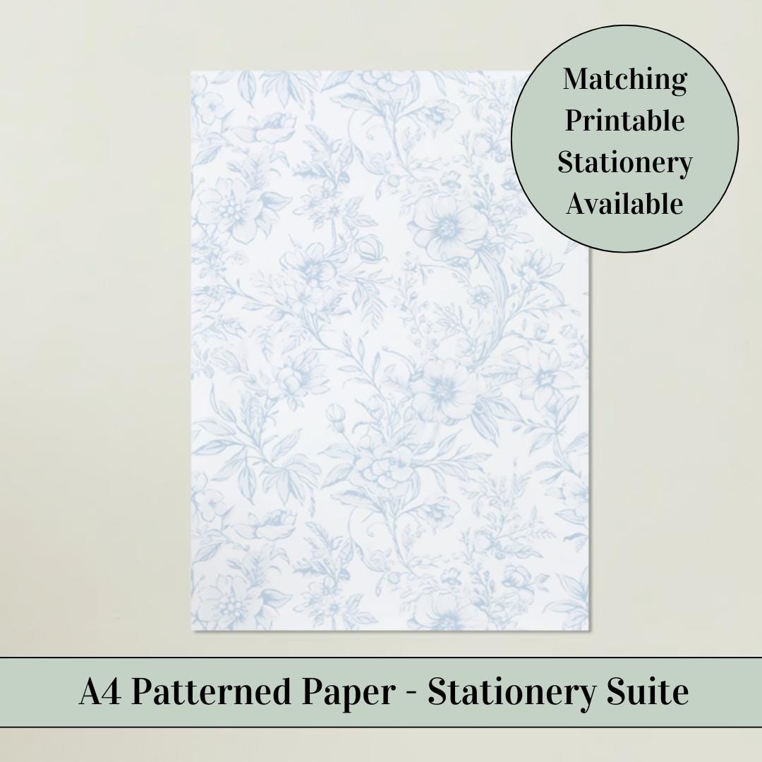 French Country Floral Stationery - A4 Printable Paper (digital Download ...