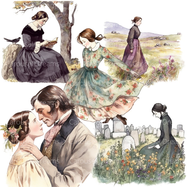 Jane Eyre Clip Art Bundle - 20 Images for Digital Download. Charlotte ...