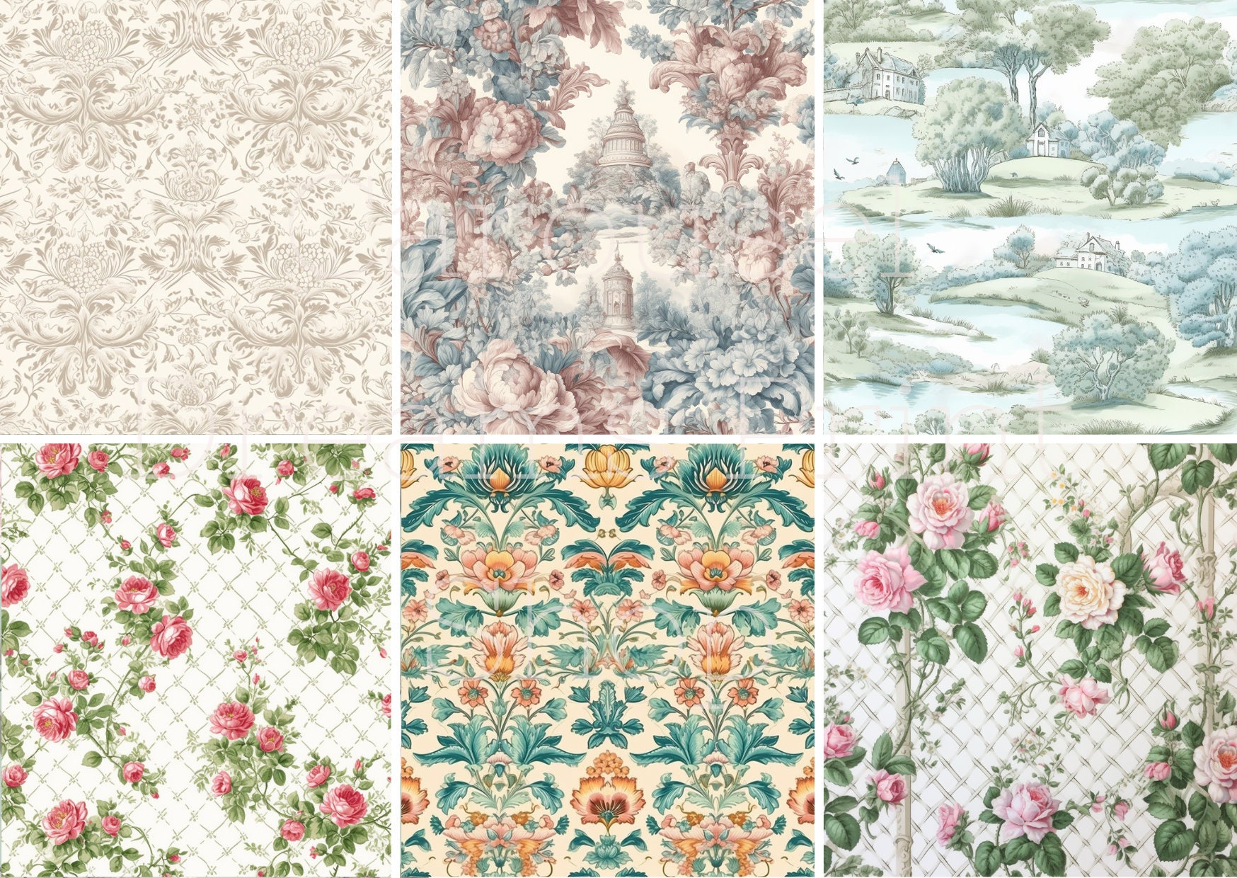 Regency Summer 14 Digital Paper Pack Instant Download. Scrapbook Paper ...