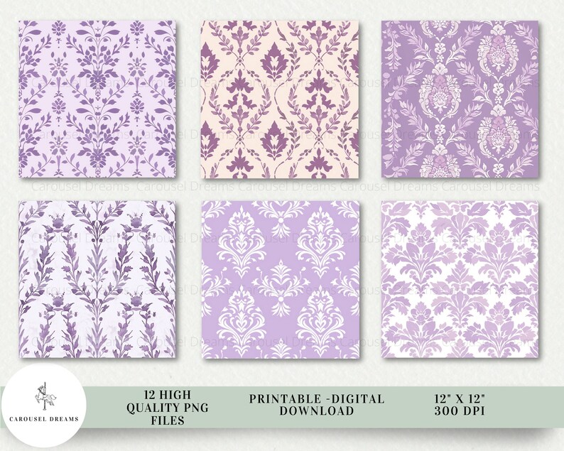 Regency Lilacs 12 Digital Paper Bundle - Instant Download. Printable ...