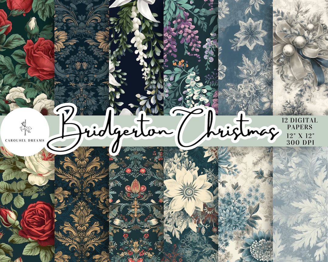 Bridgerton Christmas Inspired 12 Digital Paper Pack - Instant Download ...