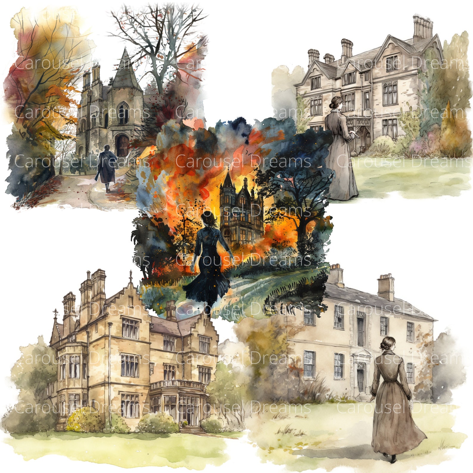 Jane Eyre Clip Art Bundle - 20 Images for Digital Download. Charlotte ...