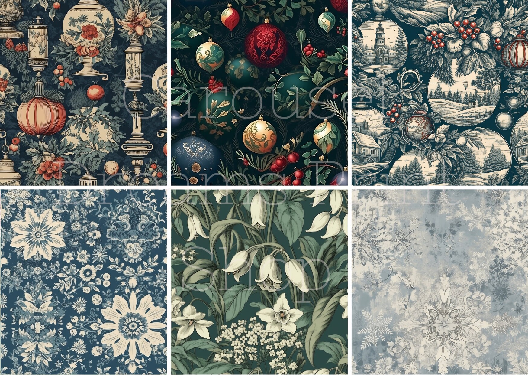 Victorian Christmas 12 Digital Paper Pack Instant Download Printable ...