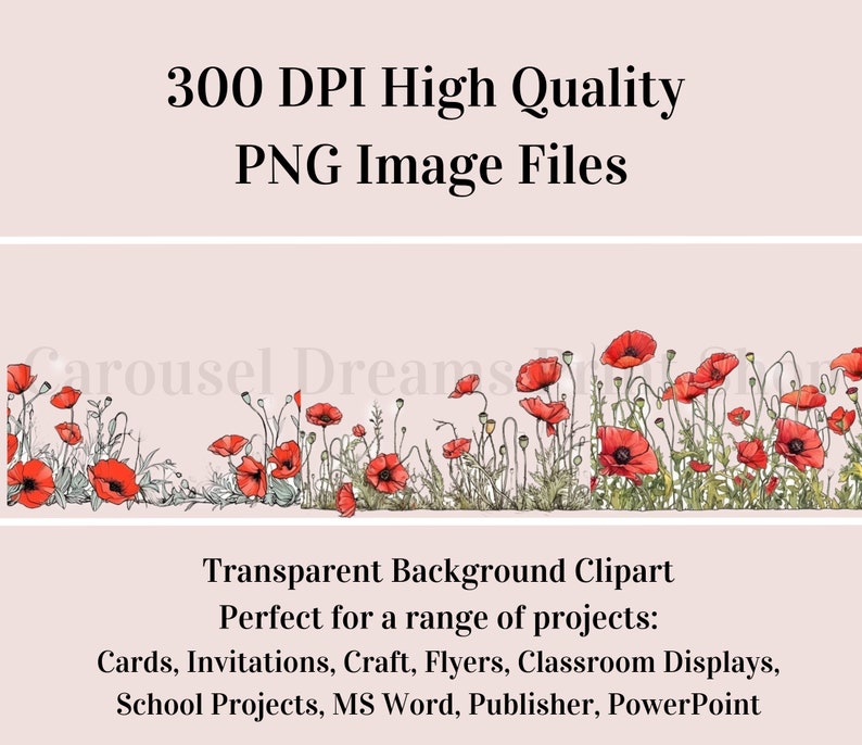 Poppy Flower Border Clipart Set - Watercolor Floral Red Poppies Clip ...