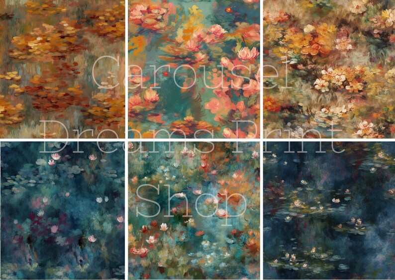 Monet Seasons 12 Digital Paper Pack - Instant Download. Printable ...