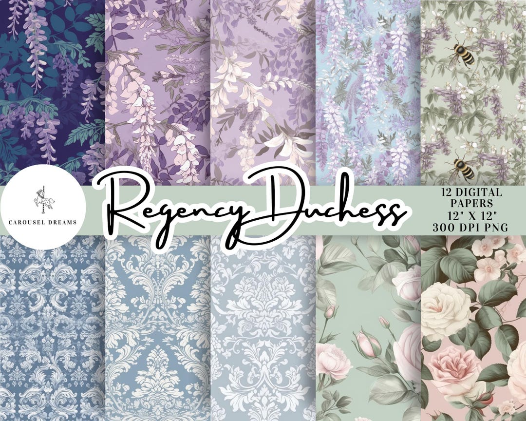 Best Seller - Regency Inspired 12 Digital Paper Bundle - Instant ...