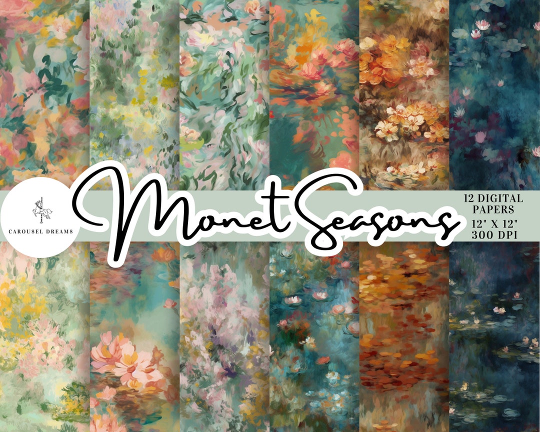 Monet Seasons 12 Digital Paper Pack - Instant Download. Printable ...