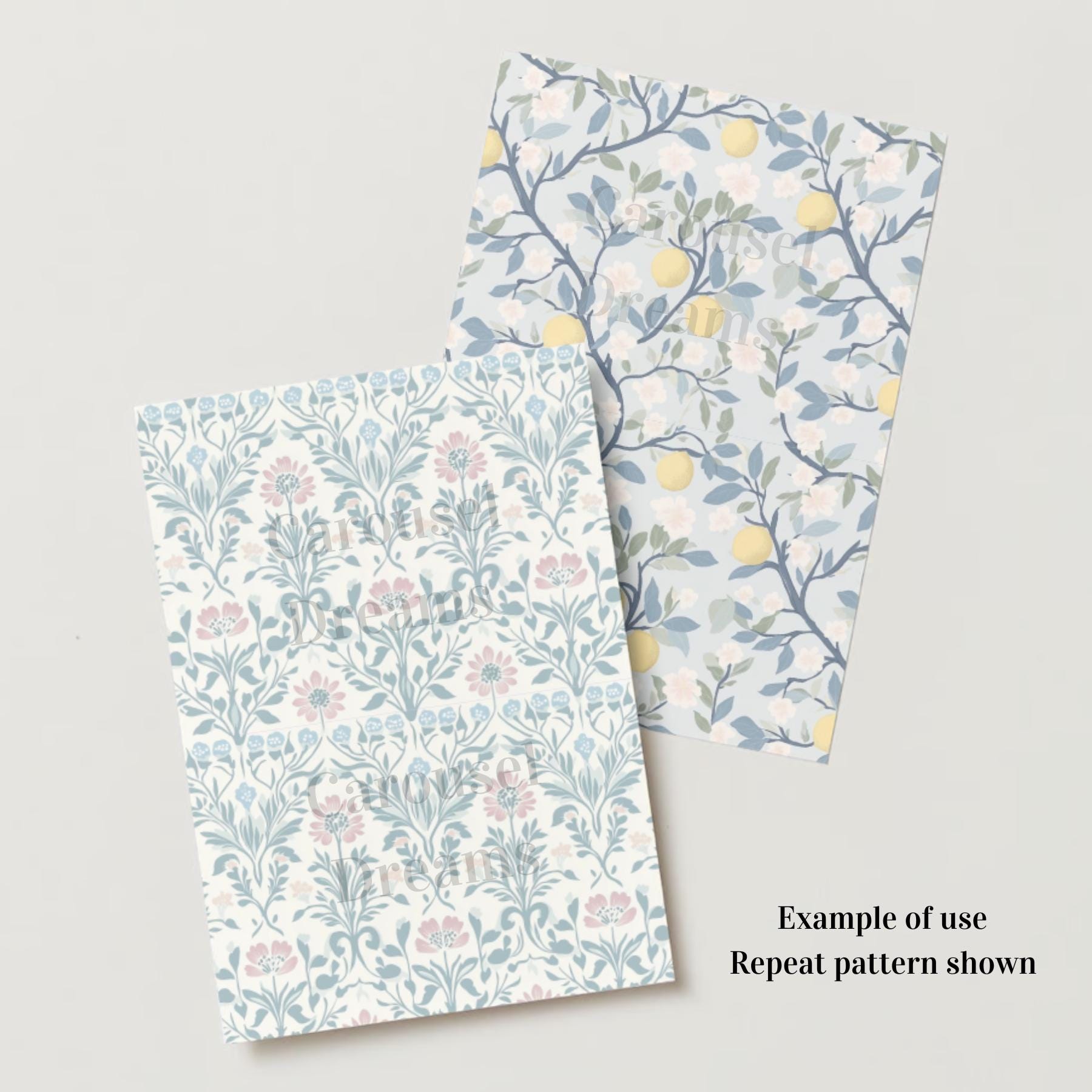 William Morris Inspired Spring Pastel Papers – Seamless Floral Patterns ...