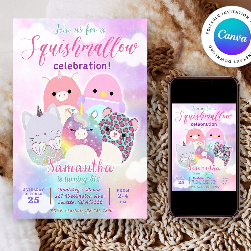 Squishy Party Invitation - Etsy