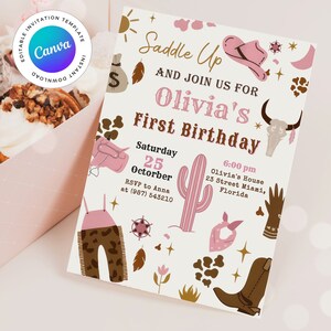 EDITABLE Cowgirl Birthday Invitation, Western Birthday Invitation ...