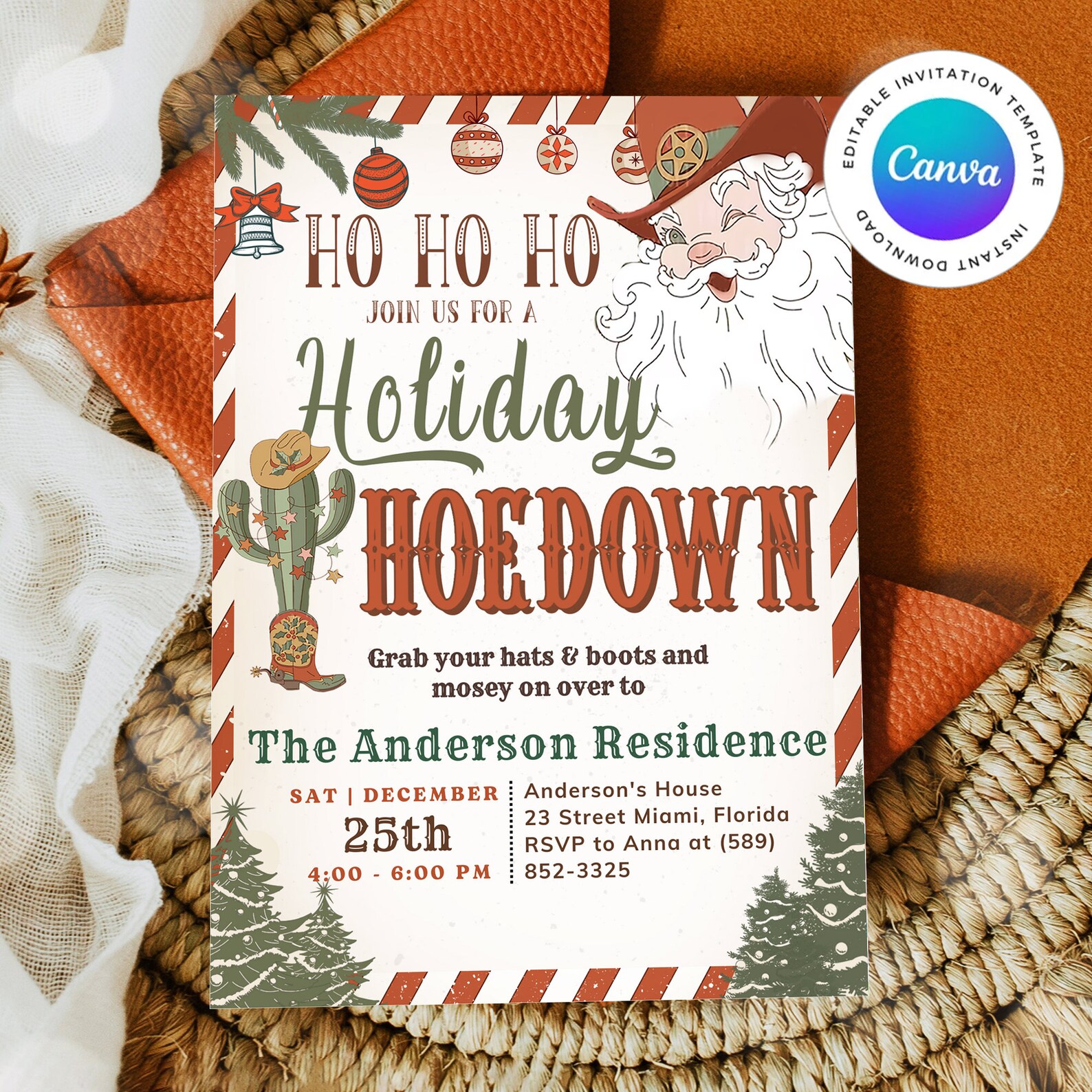 Cowboy Santa Holiday Party Invite Western Christmas Party - Etsy