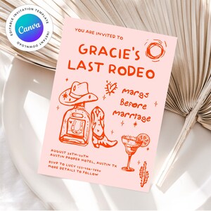 Scribble Illustrated Last Rodeo Bachelorette Party Invitation Weekend ...