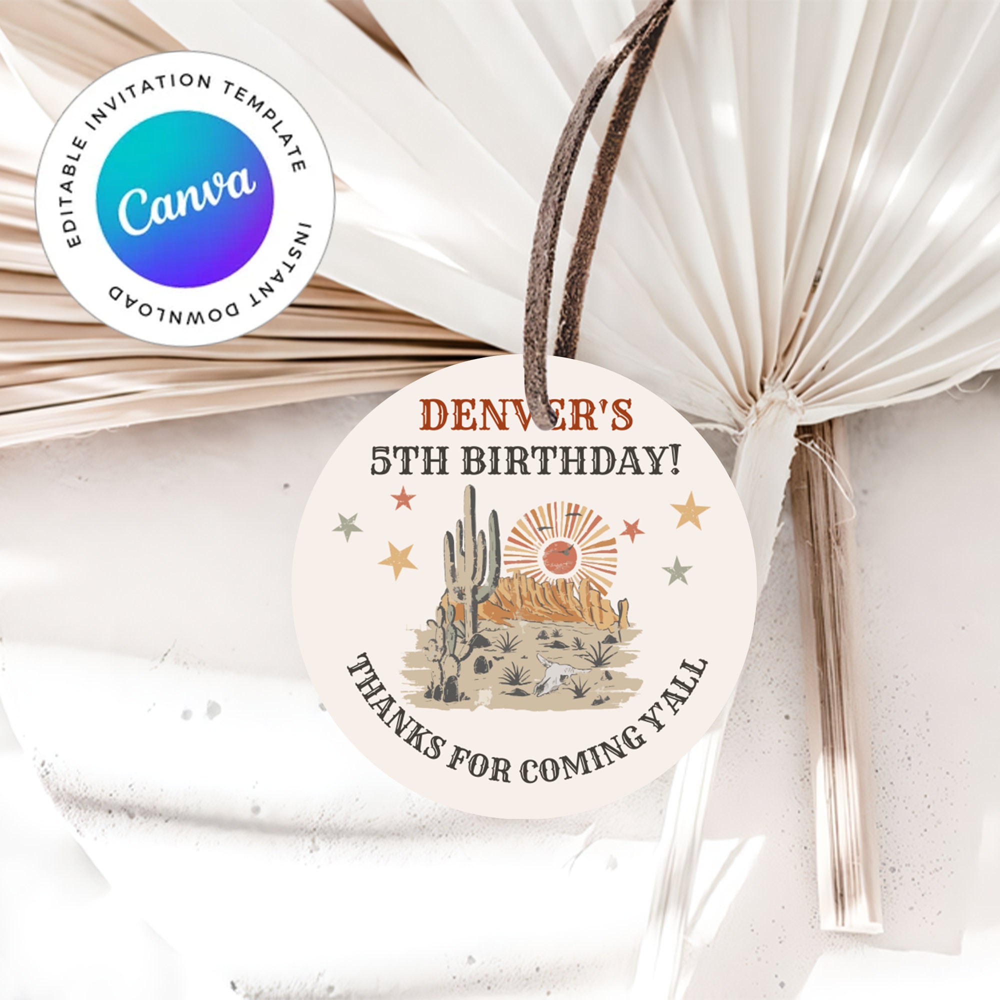 Western Party Stickers Labels, Editable Rodeo Thank You Tag, Cowboy ...