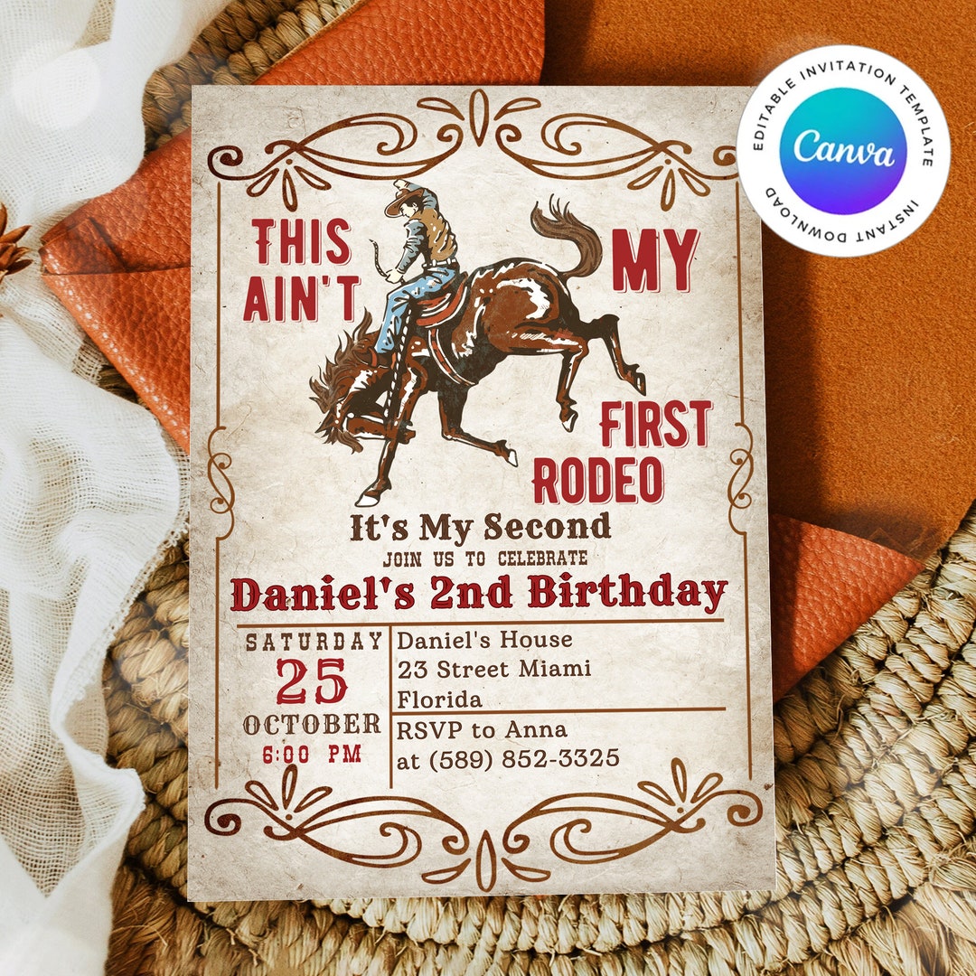 Not My First Rodeo Birthday Invitation, Western Birthday Invitation ...