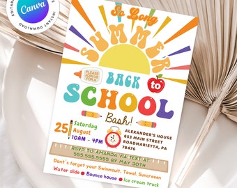 EDITABLE End of School Party Invitation, Editable Back to School Party ...
