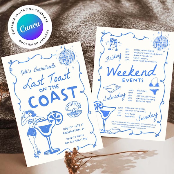Bachelorette Last Toast on the Coast Template - Etsy