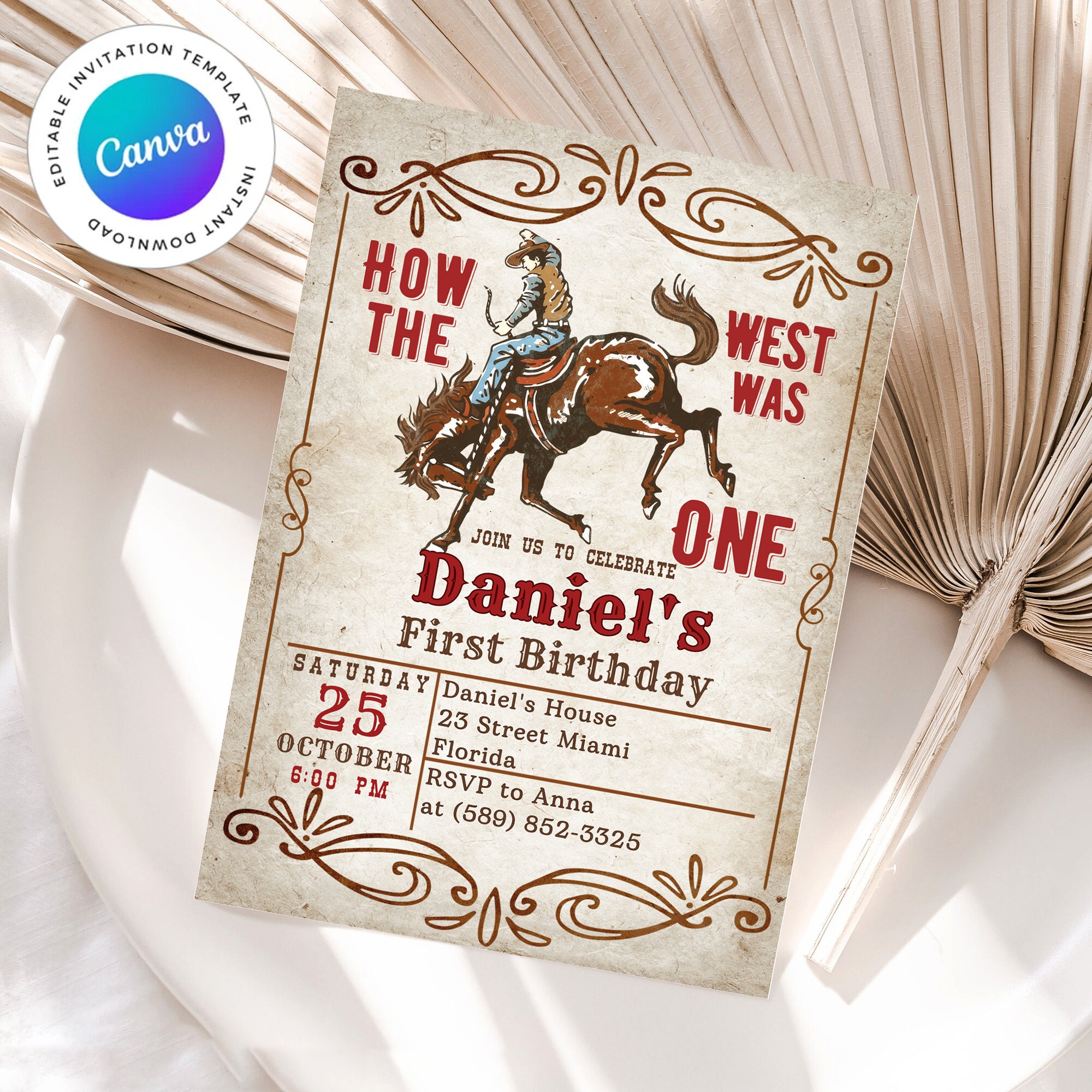 Editable Western Birthday Invitation How the West Was One - Etsy
