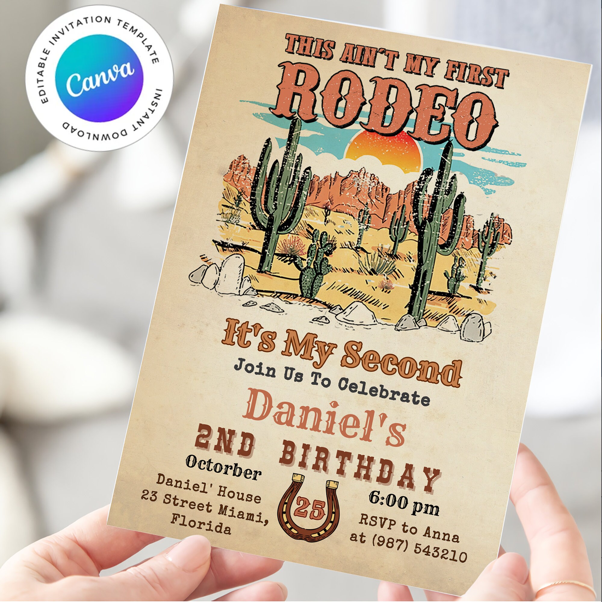 Not My First Rodeo Birthday Invitation, Editable Western Birthday ...