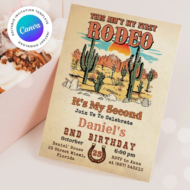 Not My First Rodeo Birthday Invitation, Editable Western Birthday ...