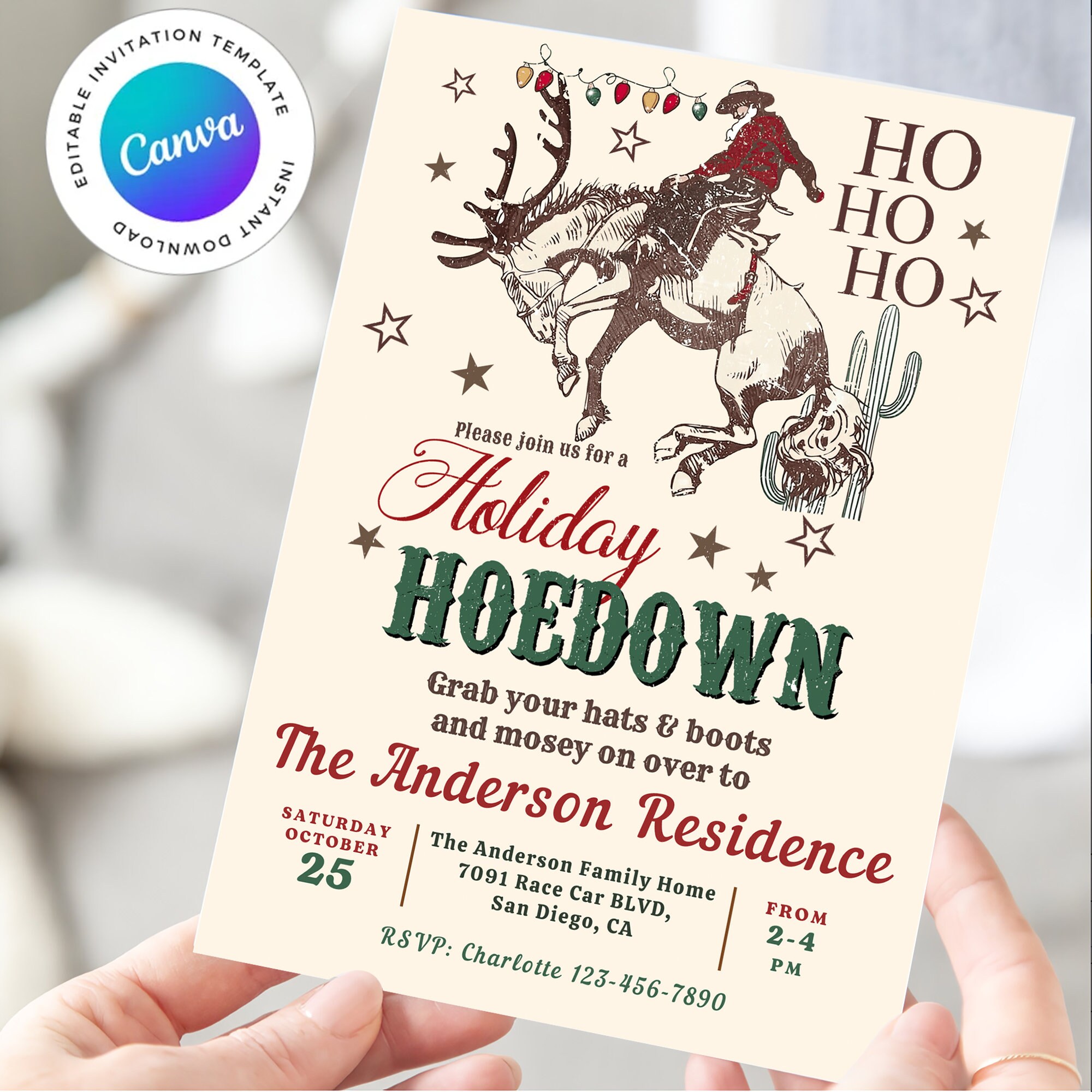 Western Christmas Party Invitations, Cowboy Holiday Invitation, Country ...