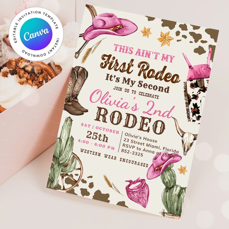 Editable Cowgirl Birthday Party Invitation, Editable Western Birthday ...
