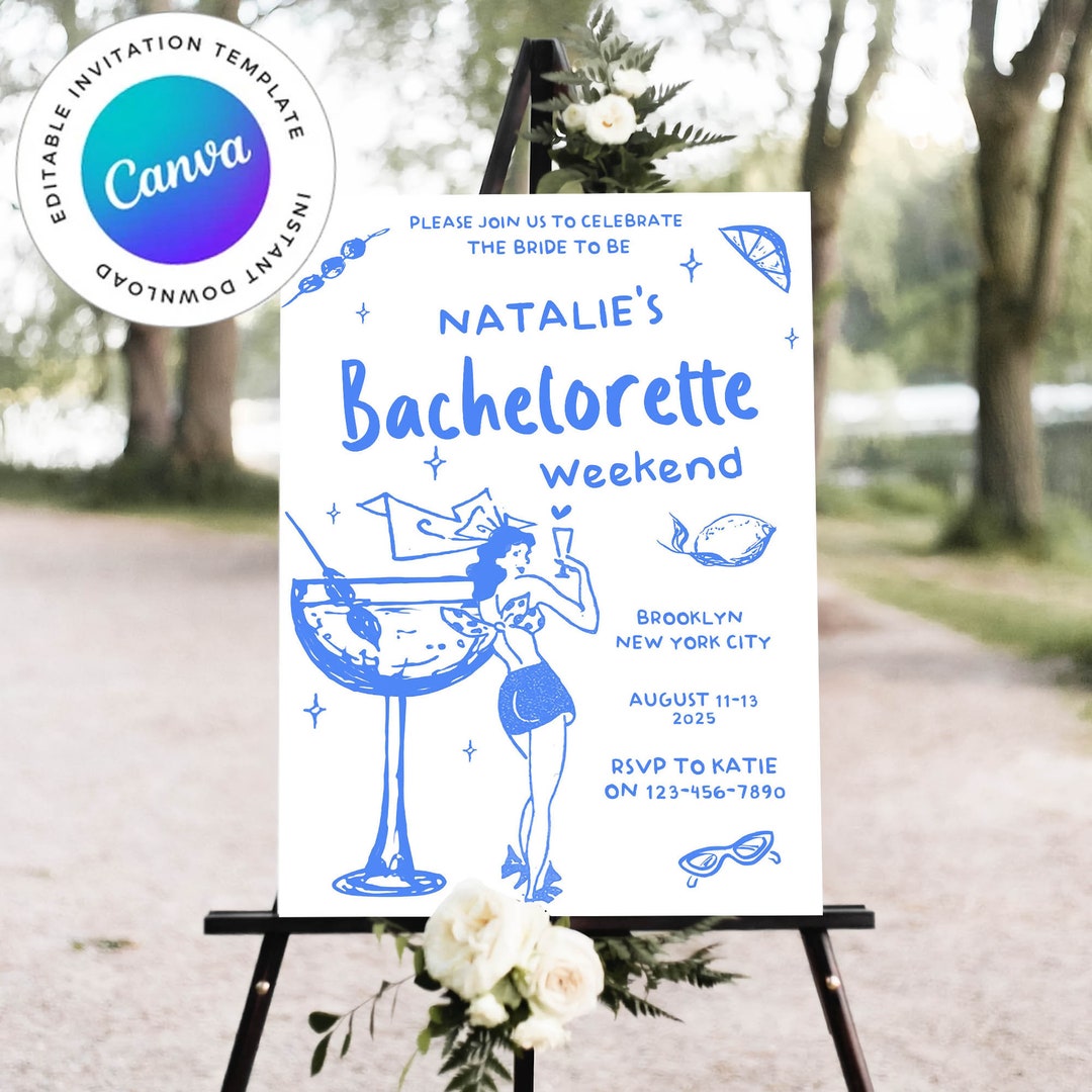 Editable Welcome Bachelorette Sign Template, Bachelorette Beach Party ...