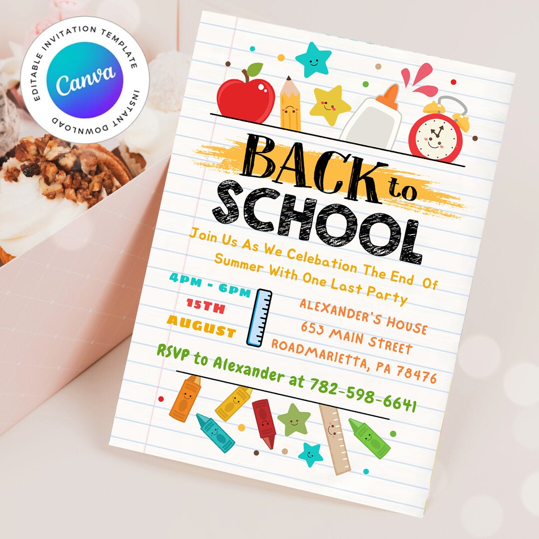 EDITABLE End of School Party Invitation, Editable Back to School Party ...