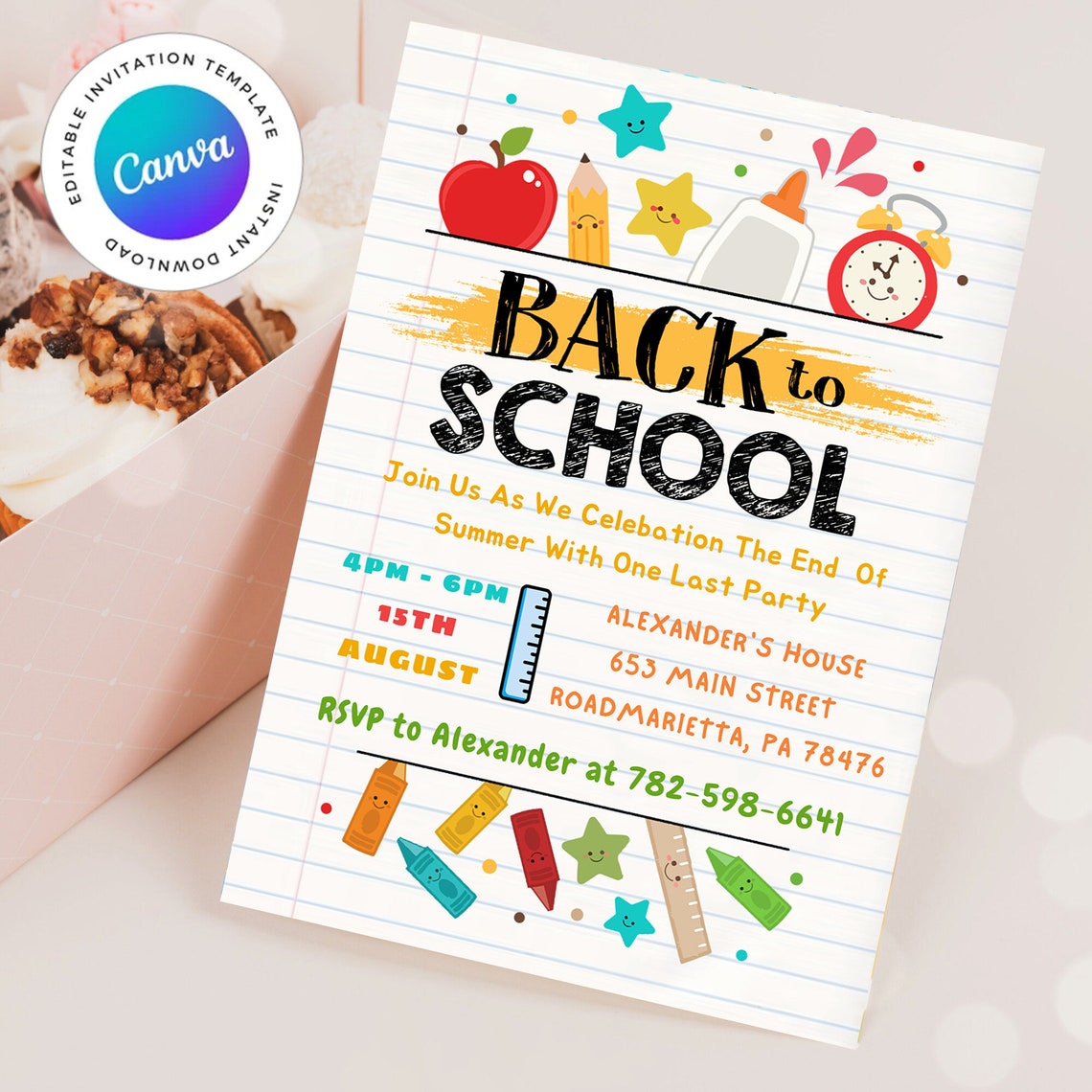 EDITABLE End of School Party Invitation, Editable Back to School Party ...