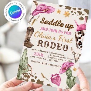 EDITABLE Cowgirl Birthday Invitation, Editable Western Birthday ...