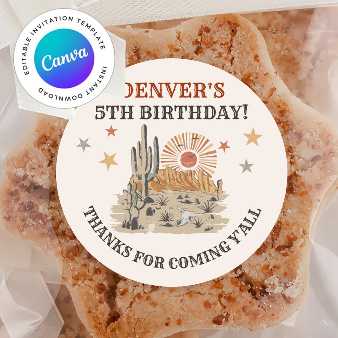 Western Party Stickers Labels, Editable Rodeo Thank You Tag, Cowboy ...