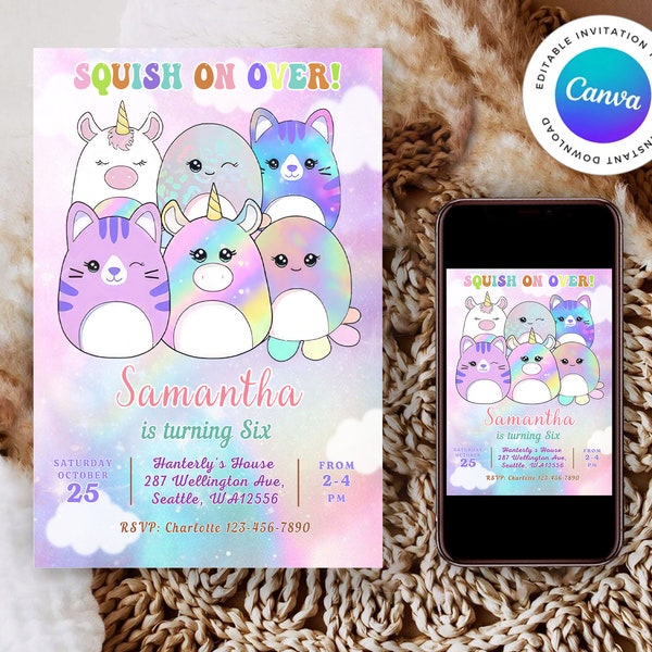 Printable Squishmallow Invitation - Etsy